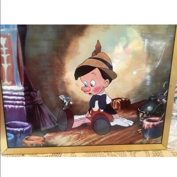Disney | Wall Decor | Vtg Disney Pinocchio Framed Stain Glass Window ...